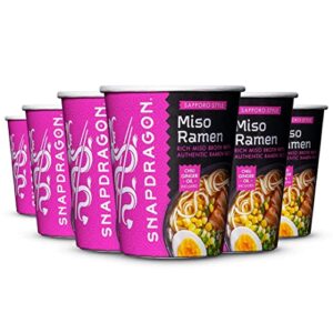 snapdragon miso ramen cups | rich miso broth with authentic ramen noodles | authentic flavors | satisfy your craving | 2.2 oz (6 pack)