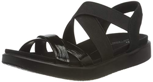 ECCO Women's Flowt Elastic Sandal, Black, 7-7. 5