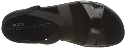 ECCO Women's Flowt Elastic Sandal, Black, 7-7. 5