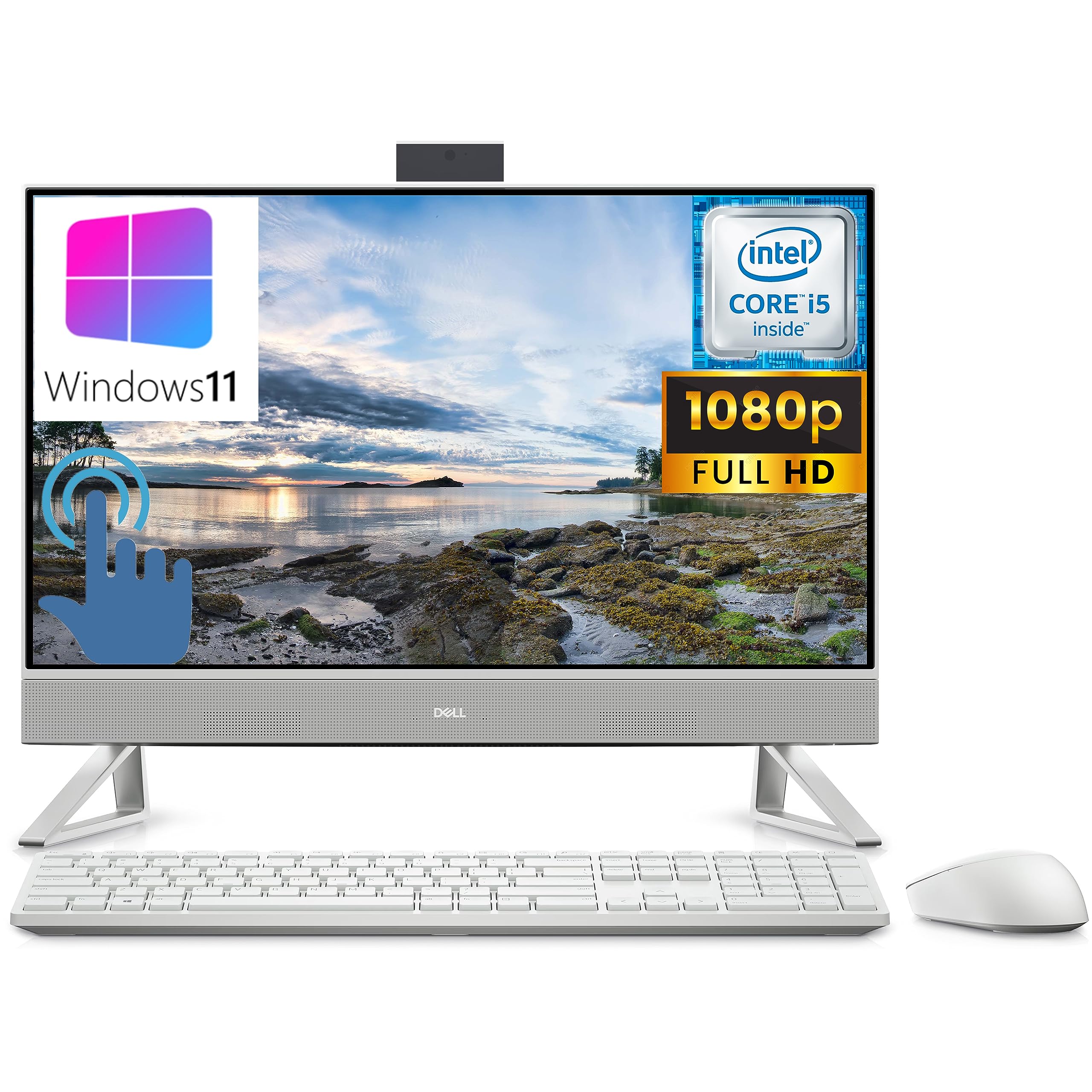 Dell 2023 Inspiron 24 5410 23.8" Touchscreen FHD All-in-One Desktop Computer, 12th Gen Intel 10 Cores i5-1235U, 16GB DDR4 RAM, 1TB PCIe SSD, WiFi 6, Bluetooth 5.2, pop-up Webcam, White, Windows 11