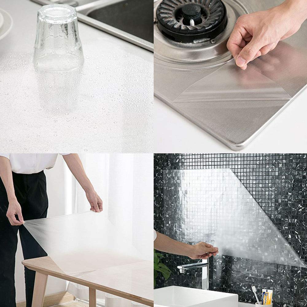 3Pcs Clear Contact Paper Roll Kitchen Backsplash Wallpaper Oil Proof Wall Stickers Protector Heat Resistant Self-Adhesive Backsplash Sticker for Dining Room Wood Countertop