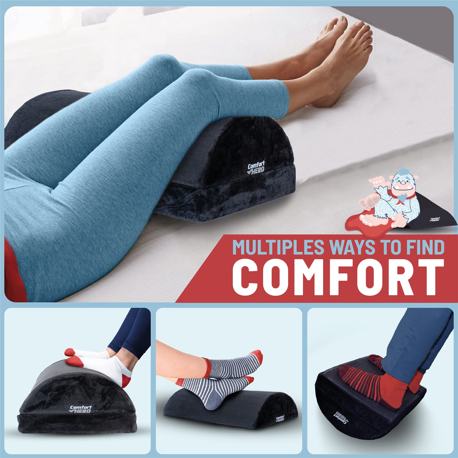 Adjustable Foot Rest for Under Desk – Foot Support w/Ergonomic Foot Rest Under Desk at Work - Desk Foot Stool - Memory Foam Foot Rest Cushion - Office Footrest for Desk - Gaming Foot Rest