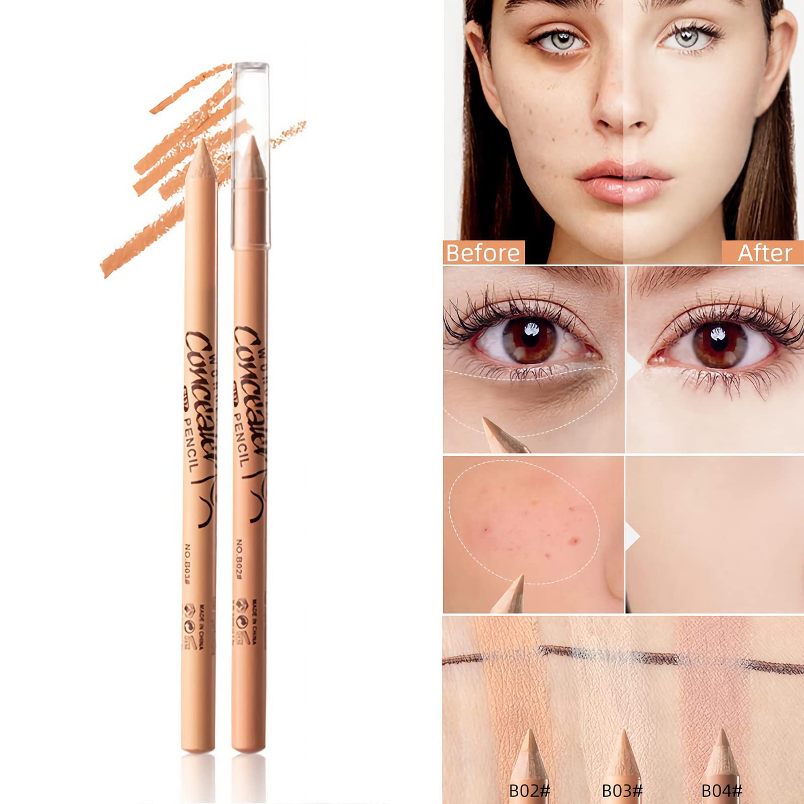 12 Packs Wonder Concealer Pencil Tricolor Combination Makeup Contour Concealer Stick Highlighter Set Waterproof Full Coverage Foundation Concealer for Eye Dark Circles Spot Scar Tattoos