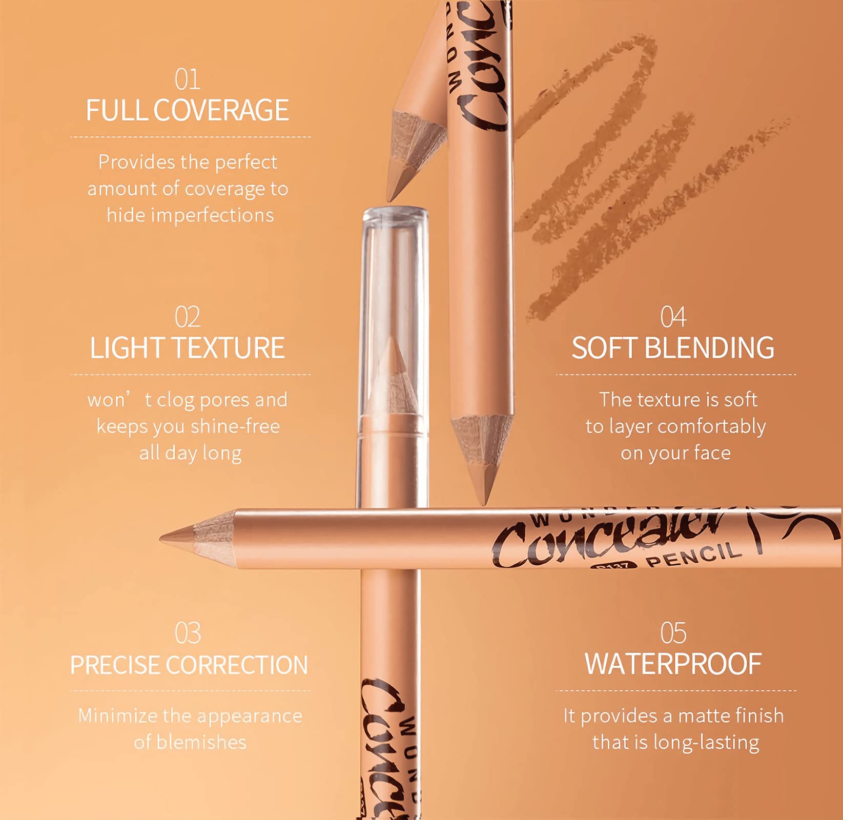 12 Packs Wonder Concealer Pencil Tricolor Combination Makeup Contour Concealer Stick Highlighter Set Waterproof Full Coverage Foundation Concealer for Eye Dark Circles Spot Scar Tattoos