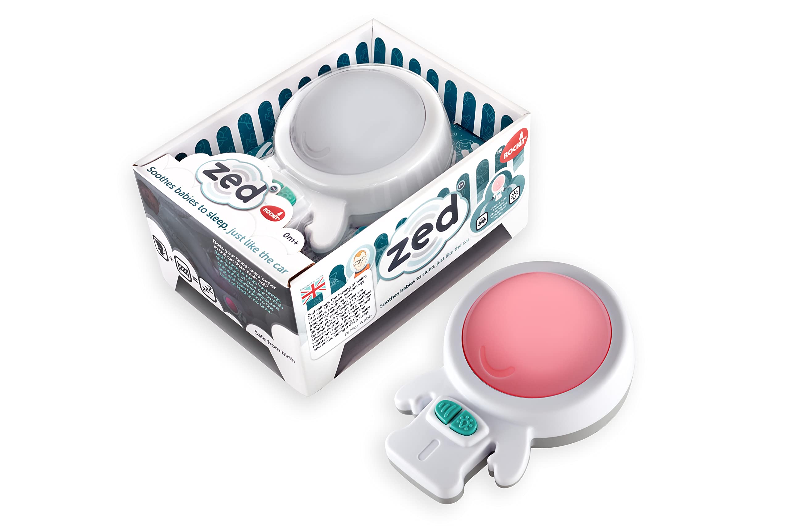 Zed by Rockit - Car Like Vibrations - Baby Sleep Aid - 6 Vibrating Modes and Soft Glow Night Light - Works on All Mattresses - Baby Soothing Machine - Helps Toddlers Sleep - Suitable from Birth