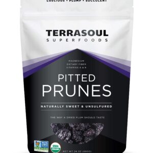 Terrasoul Superfoods Organic Dried Plums Pitted Prunes, 1.5 Lbs - Fiber | Vitamin K | Preservative Free