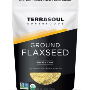 Terrasoul Superfoods Organic Ground Flax Seeds, 2.5 Pound - Finely Ground | Smooth Texture | Golden Flax