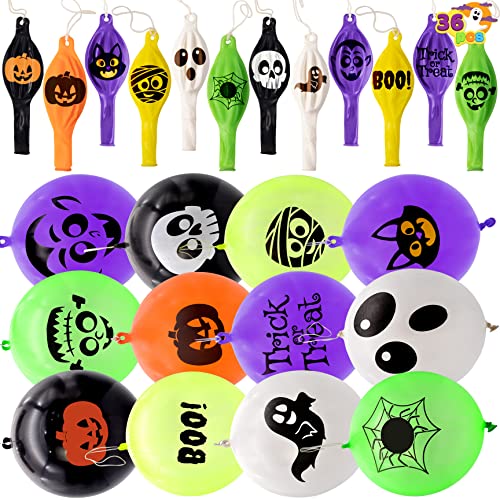 JOYIN 36 PCS Halloween Punch Balloons for Kids Trick or Treat Game, Punching Balloon Party Favor Supplies Indoor Outdoor Decorations