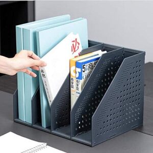 SAYEEC Collapsible Magazine Holder Plastic Desktop 4 Compartment File Rack Magazine Organizer Vertical File Divider Sorter Storage Document Organizer for Office Home School Black