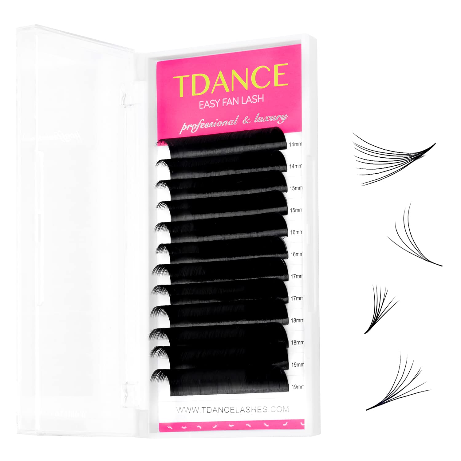 TDANCE Eyelash Extension Supplies Rapid Blooming Volume Eyelash Extensions Thickness 0.03 CC Curl Mix 14-19mm Easy Fan Volume Lashes Self Fanning Individual Eyelashes Extension (CC-0.03,14-19mm)