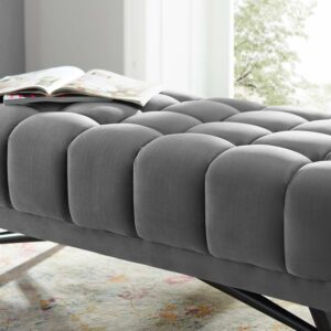 Modway Adept 47.5" Performance Velvet Bench in Gray, 47.5 Inches