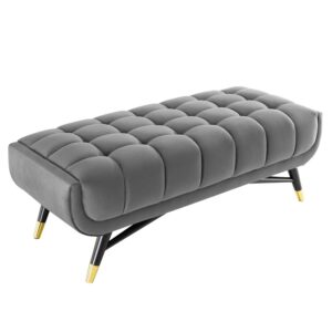 Modway Adept 47.5" Performance Velvet Bench in Gray, 47.5 Inches