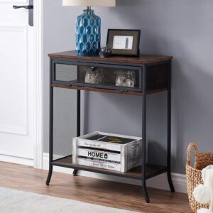 VECELO End Table Bedroom,Retro Brown, 24.7" Nightstand