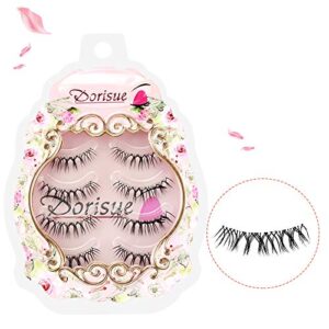 Dorisue Eelashes Natural look wispies Short lashes 3D natural looking eyelashes LightWeight eyelashes 4 Pairs lashes pack