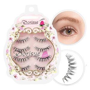 dorisue eelashes natural look wispies short lashes 3d natural looking eyelashes lightweight eyelashes 4 pairs lashes pack