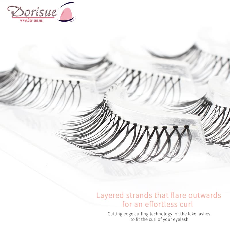 Dorisue Eelashes Natural look wispies Short lashes 3D natural looking eyelashes LightWeight eyelashes 4 Pairs lashes pack