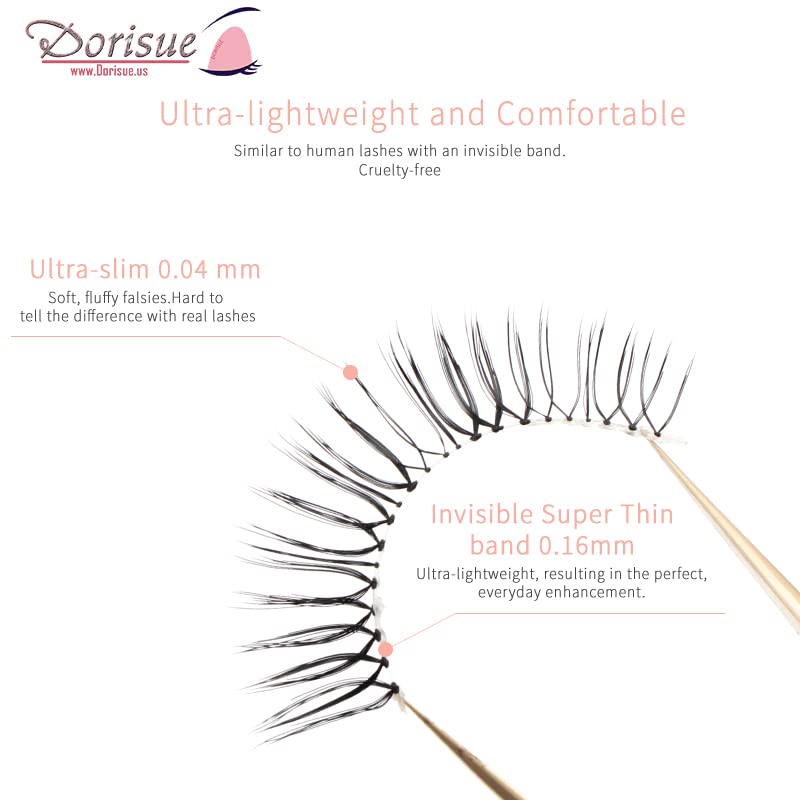 Dorisue Eelashes Natural look wispies Short lashes 3D natural looking eyelashes LightWeight eyelashes 4 Pairs lashes pack