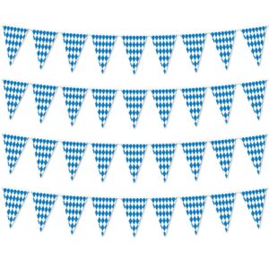 131 feet oktoberfest bavarian banner flag- 4 packs oktoberfest bavarian blue white pennant banner for german oktoberfest themed party decorations