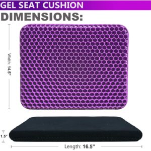 Gel Seat Cushion Pillow for Long Sitting – Office Chair Car Egg Seat Cushion with Non-Slip Cover for Back, Coccyx & Tailbone Pain Relief Pad - Pressure Reducing Honeycomb Designed for Comfort