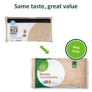 Amazon Fresh, Brown Long Grain Rice, 5 lb (Previously Happy Belly, Packaging May Vary)