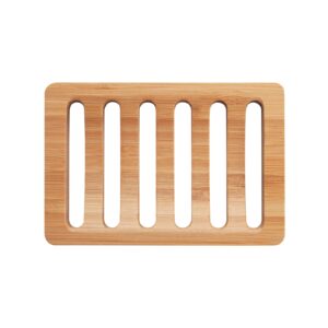 AmazerBath Bamboo Soap Dish, Wooden Soap Holder , 2 Pack Soap Dishes for Bar Soap, Wooden soap Tray, Kitchen Soap Tray Self Draining (Wooden Color)