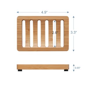 AmazerBath Bamboo Soap Dish, Wooden Soap Holder , 2 Pack Soap Dishes for Bar Soap, Wooden soap Tray, Kitchen Soap Tray Self Draining (Wooden Color)