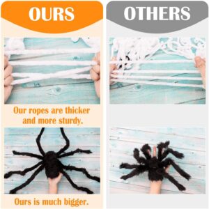 Giant Halloween Spider Web Decoration Large Spider Web for Outside House Fake Triangular Spider Web 17Feet Big Spider 59" and 20g Stretchable Spider Cobweb for Outdoor Yard Lawn Wall Home Porch House