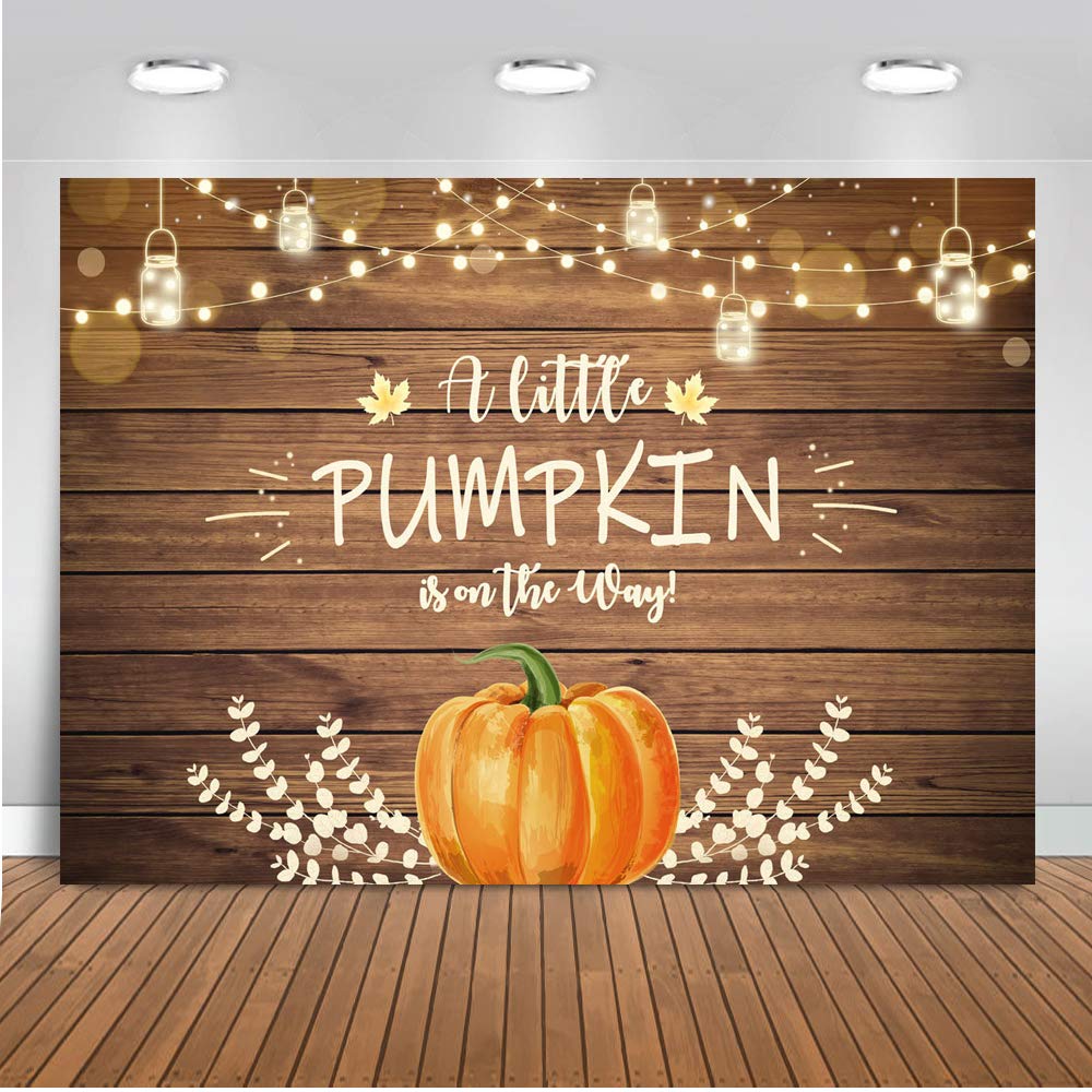 Mocsicka Fall Pumpkin Baby Shower Backdrop 7x5ft Autumn Rustic Wood Fall Baby Shower Party Decorations Photo Booth Backdrops A Little Pumpkin is on The Way Photography Background