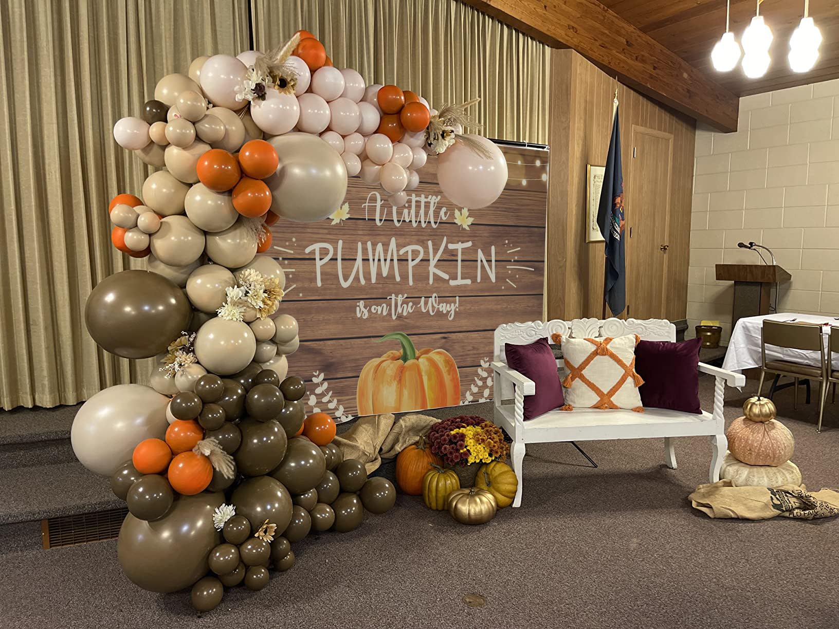 Mocsicka Fall Pumpkin Baby Shower Backdrop 7x5ft Autumn Rustic Wood Fall Baby Shower Party Decorations Photo Booth Backdrops A Little Pumpkin is on The Way Photography Background