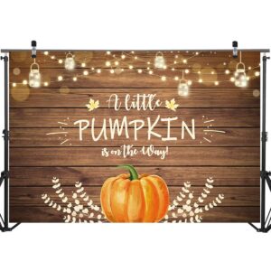 Mocsicka Fall Pumpkin Baby Shower Backdrop 7x5ft Autumn Rustic Wood Fall Baby Shower Party Decorations Photo Booth Backdrops A Little Pumpkin is on The Way Photography Background