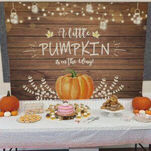 Mocsicka Fall Pumpkin Baby Shower Backdrop 7x5ft Autumn Rustic Wood Fall Baby Shower Party Decorations Photo Booth Backdrops A Little Pumpkin is on The Way Photography Background