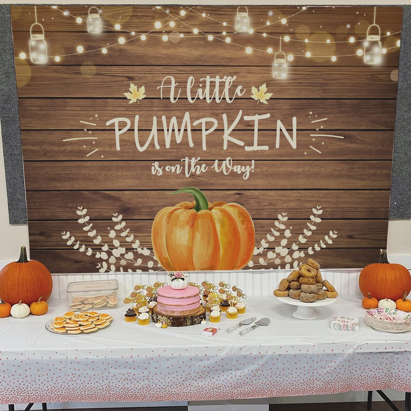 Mocsicka Fall Pumpkin Baby Shower Backdrop 7x5ft Autumn Rustic Wood Fall Baby Shower Party Decorations Photo Booth Backdrops A Little Pumpkin is on The Way Photography Background