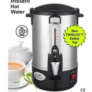 Classic Kitchen 28 Tea Cup Capacity Hot Water Boiler Urn with New Twisloc˜ Safety Tap , Metal Spout, Stainless Steel Double Wall and Dual Heating Elements Instant Heating and with Reboil