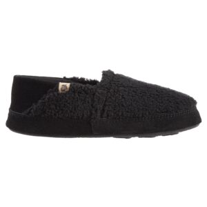 Acorn Men's Moc Slipper Suede Warm Micro-Fleece Lining, Black Berber with Collapsible Heel, 12-13