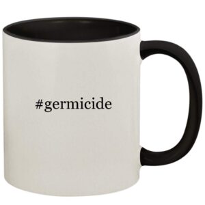 Knick Knack Gifts #germicide - 11oz Ceramic Colored Handle and Inside Coffee Mug Cup, Black