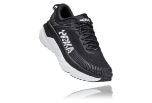 hoka one one women's bondi 7 running shoe, black/white, 7