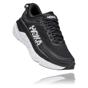 HOKA ONE ONE Women's Bondi 7 Running Shoe, Black/White, 7