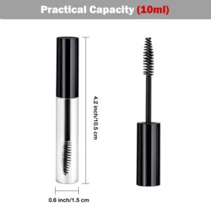 25 Pieces 10 ml Empty Mascara Tubes Wand Empty Eyelash Bottle Clear Refillable Mascara Container with 4 Pieces Funnels Transfer Pipettes for Castor Oil and DIY Cosmetics