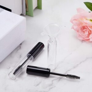 25 Pieces 10 ml Empty Mascara Tubes Wand Empty Eyelash Bottle Clear Refillable Mascara Container with 4 Pieces Funnels Transfer Pipettes for Castor Oil and DIY Cosmetics