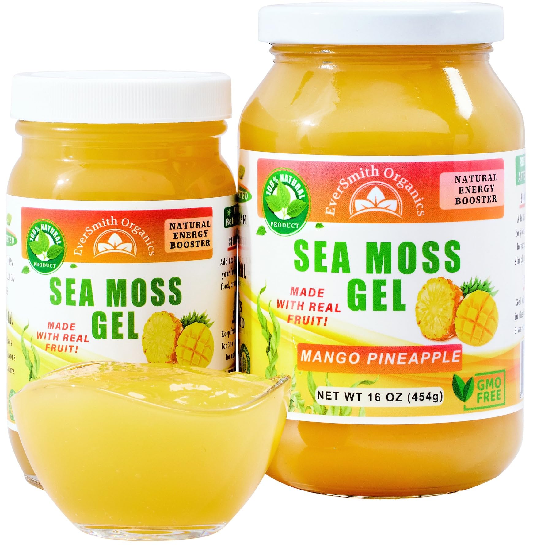 EverSmith Organics - Wildcrafted Irish Sea Moss Gel | Made in USA | Rich in Vitamins & Minerals | Sea Moss Gel Organic Raw | Nutritional Supplement | Mango Pineapple (16 oz)