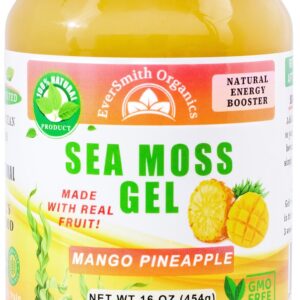 EverSmith Organics - Wildcrafted Irish Sea Moss Gel | Made in USA | Rich in Vitamins & Minerals | Sea Moss Gel Organic Raw | Nutritional Supplement | Mango Pineapple (16 oz)