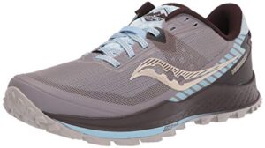 saucony women's peregrine 11 trail running shoe, zinc/sky/loom, 8.5