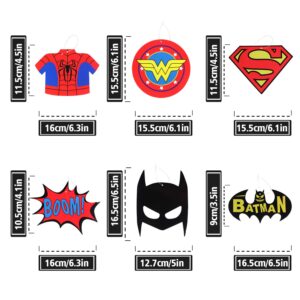 LINGTEER Superhero Decorations Set - Happy Birthday Bunting Banner Superhero Hanging Swirls Streamers Action Sign Perfect for Kids Birthday Party Decorations.