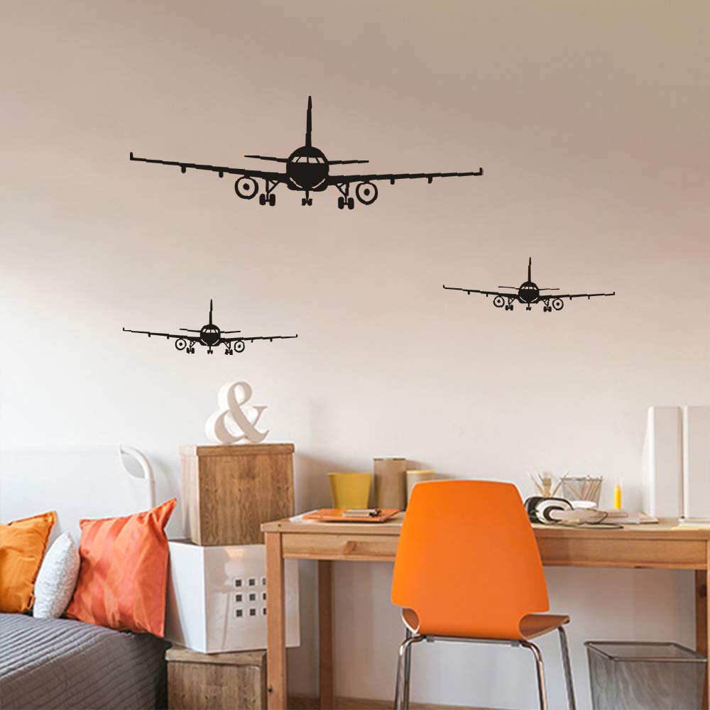 Lnrkai 3Pcs Airplane Wall Decor Stickers, DIY Removable Aircraft Wall Art Decal Home Decoration for Living Room, Bedroom, Gift Wallpaper Mural for Boys, Girls, Kids