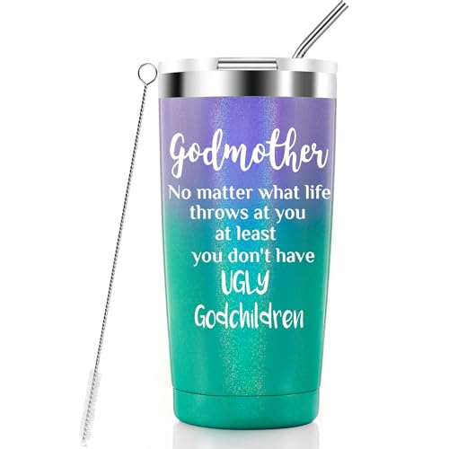 JERIO Godmother Gifts from Godchild,Godparent Proposal Gift - 12 oz Stainless Steel Wine Tumbler Gifts Perfect Mother’s Day Christmas gifts for God Mom