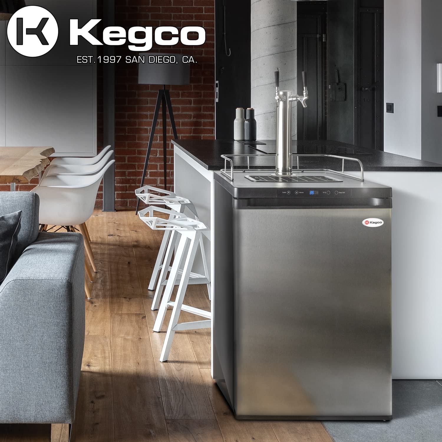 Kegco Kegerator, Dual Tap, Stainless Steel