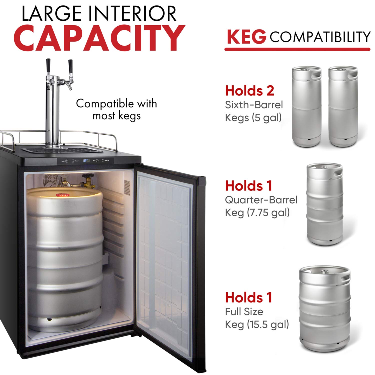 Kegco Kegerator, Dual Tap, Stainless Steel