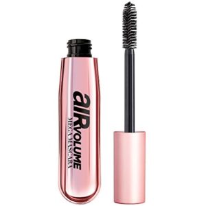 l'oreal paris makeup air volume mega mascara, lightweight & long-lasting volumizing mascara for voluminous eyelashes, washable black brown, 0.3 fl oz