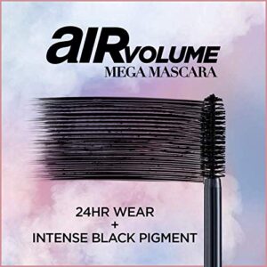 L'Oreal Paris Makeup Air Volume Mega Mascara, Lightweight & Long-lasting Volumizing Mascara for Voluminous Eyelashes, Washable Black Brown, 0.3 Fl Oz