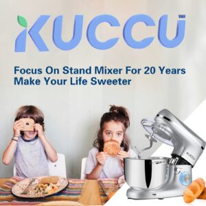 KUCCU Stand Mixer, 6.5 Qt 660W, 6-Speed Tilt-Head Food Dough Mixer, Kitchen Electric Mixer with Stainless Steel Bowl,Dough Hook,Whisk, Beater, Egg white separator (6.5-QT, Silver)